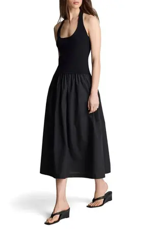 KENNETH COLE COLLECTION Mixed Media Halter Midi Dress