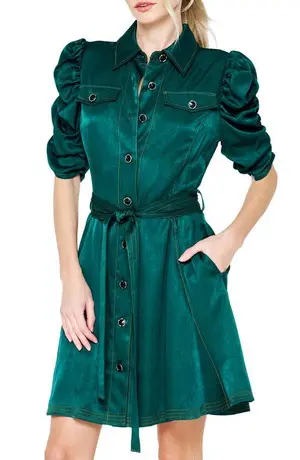 CIEBON Bryce Puff Sleeve Tie Waist Dress