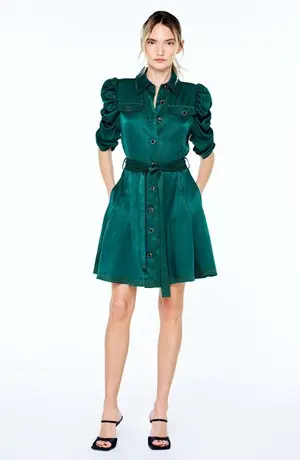 CIEBON Bryce Puff Sleeve Tie Waist Dress