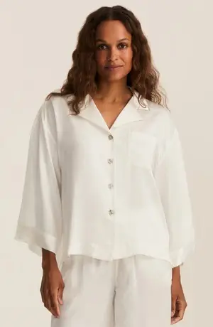 PETITE PLUME Olivia Silk Pajamas - White