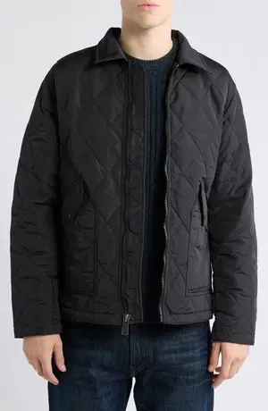 SCHOTT Quilted Down Shirt Jacket - Black