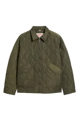 SCHOTT Quilted Down Shirt Jacket - Olive