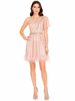 LARA NEW YORK Beaded Faux-wrap V-neck Bridal Gown - Blush