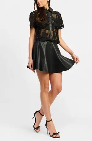 EN SAISON Aileen Faux Leather Miniskirt