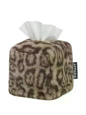 Apparis Davey Leopard-print Faux-fur Tissue Box Cover - Neutrals
