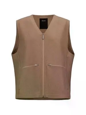 Herno Brushed-finish V-neck Gilet - Brown