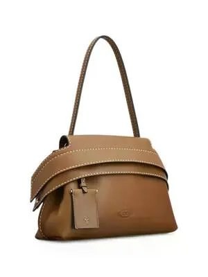 TOD'S Topstitched Leather Shoulder Bag