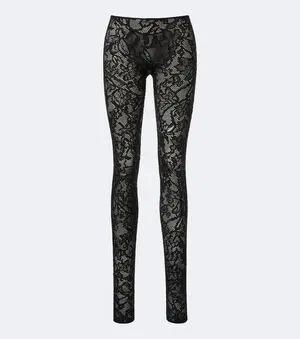 Gucci Embellished Silk-blend Lace Leggings - Black