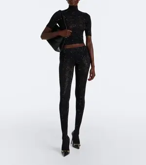 Gucci Embellished Silk-blend Lace Leggings