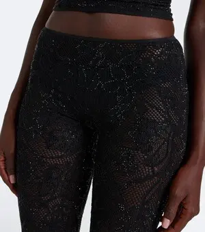 Gucci Embellished Silk-blend Lace Leggings