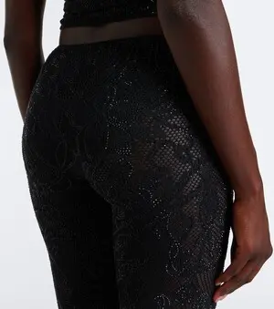 Gucci Embellished Silk-blend Lace Leggings