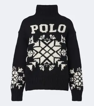 Polo Ralph Lauren Intarsia Wool Turtleneck Sweater - Black