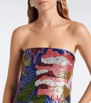 LA FUORI Là Fuori Florentine Garden Sequined Bustier Gown