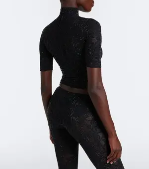 Gucci Embellished Silk-blend Lace Crop Top