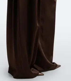 Brunello Cucinelli Monili Pleated Silk Wide-leg Pants