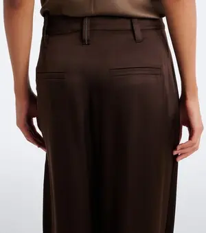 Brunello Cucinelli Monili Pleated Silk Wide-leg Pants