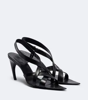 Khaite Sadie Leather Slingback Sandals - Black