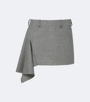 Givenchy Checked Draped Wool And Mohair Miniskirt - Black