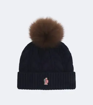 Moncler Wool And Cashmere Beanie - Blue
