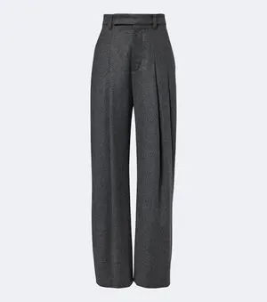 Brunello Cucinelli Wool And Cashmere Wide-leg Pants - Grey