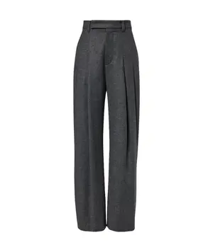 Brunello Cucinelli Wool And Cashmere Wide-leg Pants - Grey