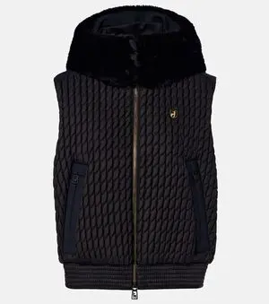 Toni Sailer Flora Hooded Teddy-trimmed Ski Vest - Black