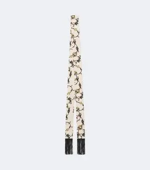 La DoubleJ Printed Fringed Silk Twill Scarf - Multicoloured