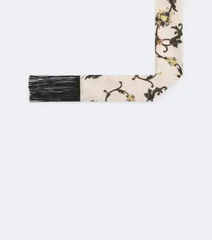 La DoubleJ Printed Fringed Silk Twill Scarf