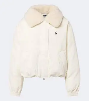 Polo Ralph Lauren Teddy-trimmed Cropped Blouson Jacket - White