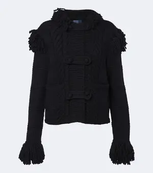 Polo Ralph Lauren Fringed Wool Cardigan - Black