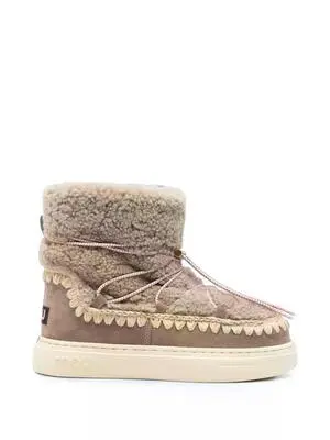 Mou Eskimo Crochet-trim Shearling Ankle Boots - Neutrals