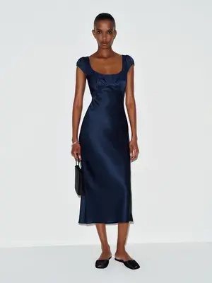 REFORMATION Heaven Silk Dress - Blue