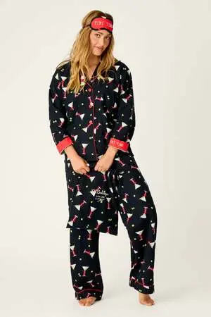 PJ Salvage Christmas Cocktails Martini Print 4-piece Pajama Set