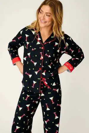 PJ Salvage Christmas Cocktails Martini Print 4-piece Pajama Set