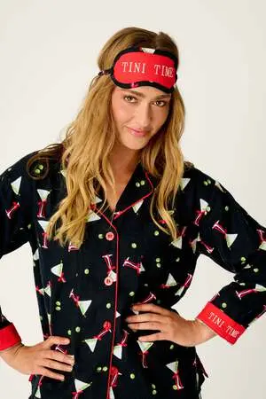 PJ Salvage Christmas Cocktails Martini Print 4-piece Pajama Set