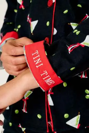 PJ Salvage Christmas Cocktails Martini Print 4-piece Pajama Set
