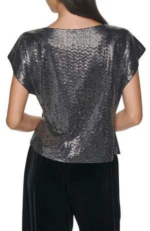 Dkny Mirror Metallic Short Sleeve Top