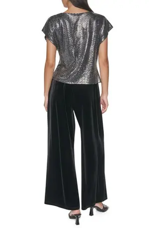 Dkny Mirror Metallic Short Sleeve Top