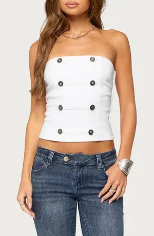 EDIKTED Tanda Napoleon Strapless Top - White
