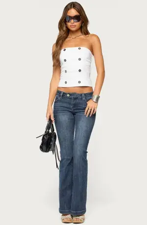 EDIKTED Tanda Napoleon Strapless Top