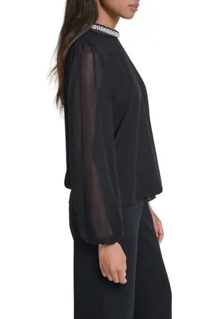 Karl Lagerfeld Paris Pearl Neck Knit Top
