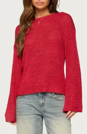 EDIKTED Drop Shoulder Sweater - Red