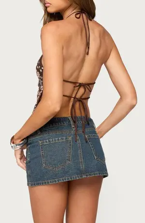 EDIKTED Zanel Embroidered Bead Halter Top