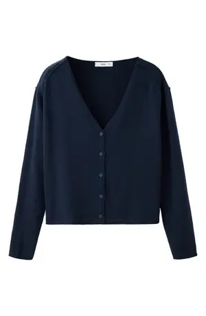 Mango Ribbed V-neck Cardigan