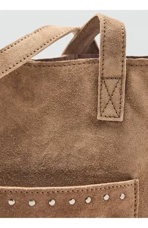 Mango Studded Leather Shoulder Bag