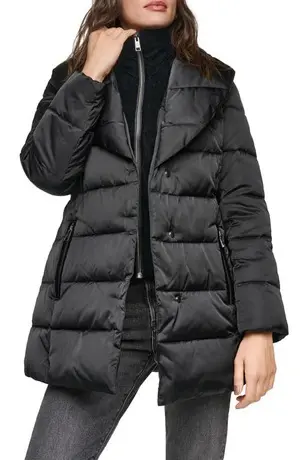 Andrew Marc Zamora Shawl Collar Belted Puffer Coat