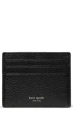Kate Spade New York Classic Pebbled Leather Card Case - Black