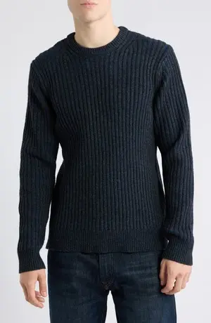 SCHOTT Two-tone Crewneck Sweater - Charcaol