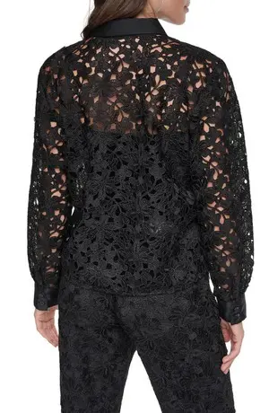 Dkny Floral Lace Button Down Shirt