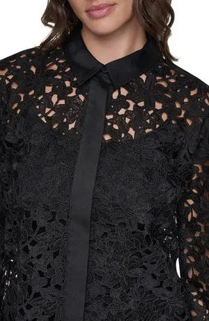 Dkny Floral Lace Button Down Shirt